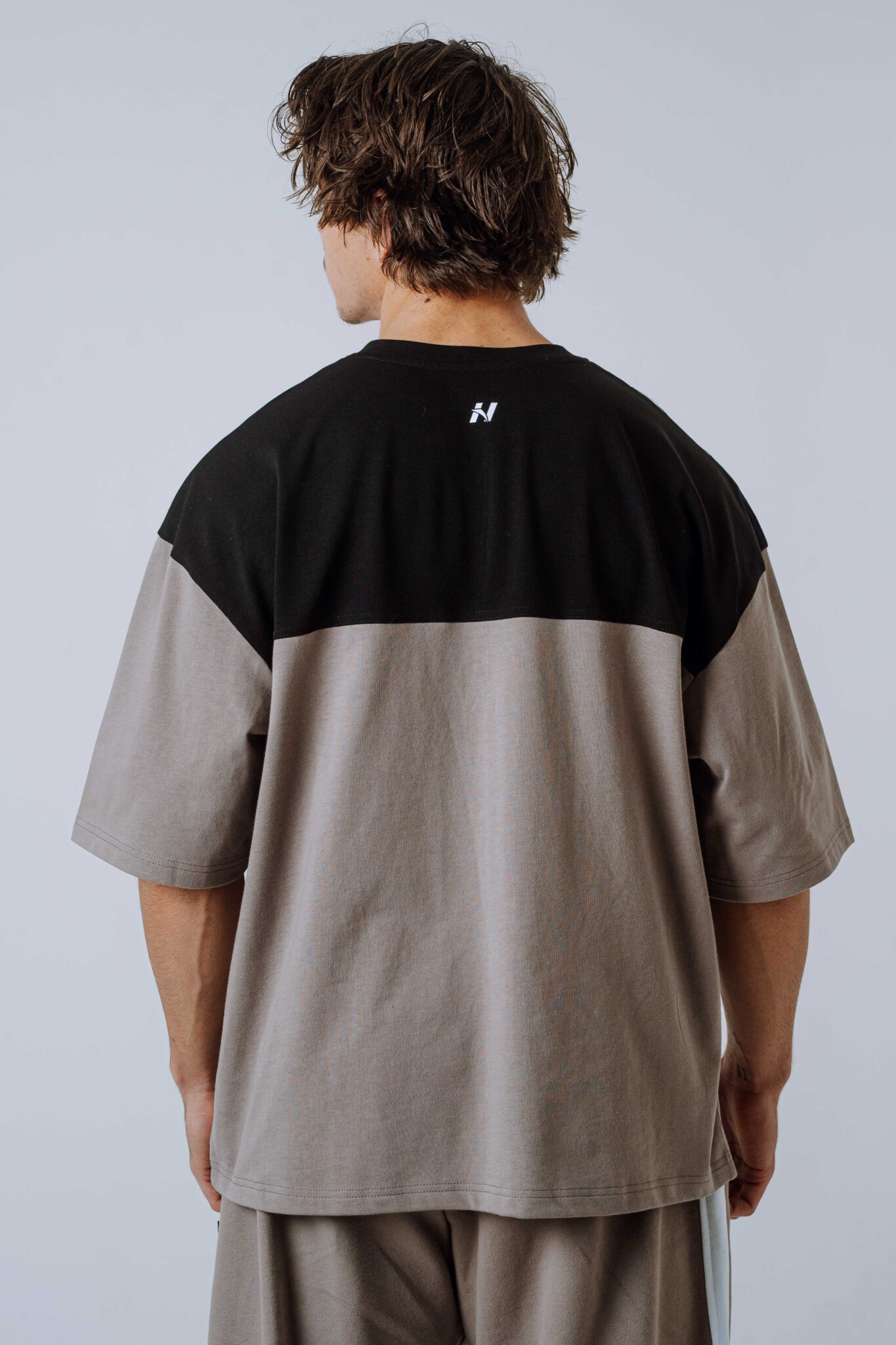 Oversized Tee POWER 898 Light brown ash - NEBBIA