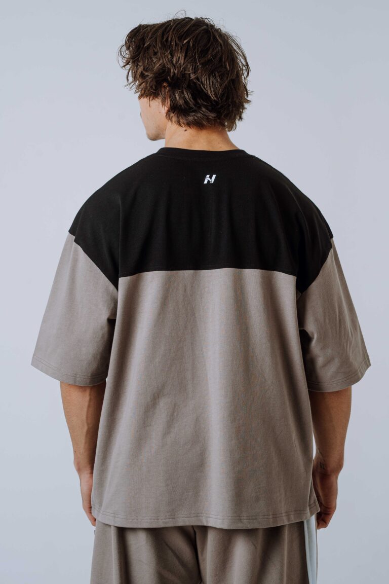 Oversized Tee POWER 898 Light brown ash - NEBBIA